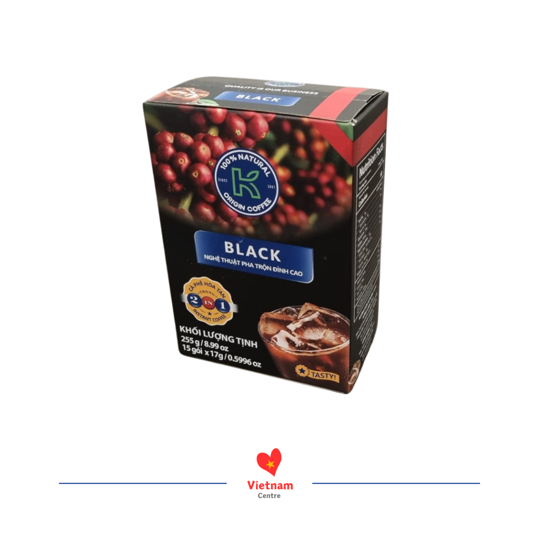 Cà phê hòa tan K Black 2 in 1 – thùng 24 hộp 255g (tổng 360 thanh) - Vietnam Centre UK