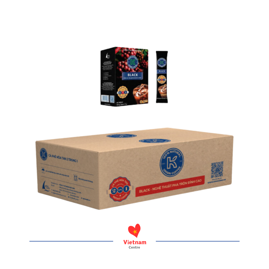 Cà phê hòa tan K Black 2 in 1 – thùng 24 hộp 255g (tổng 360 thanh) - Vietnam Centre UK